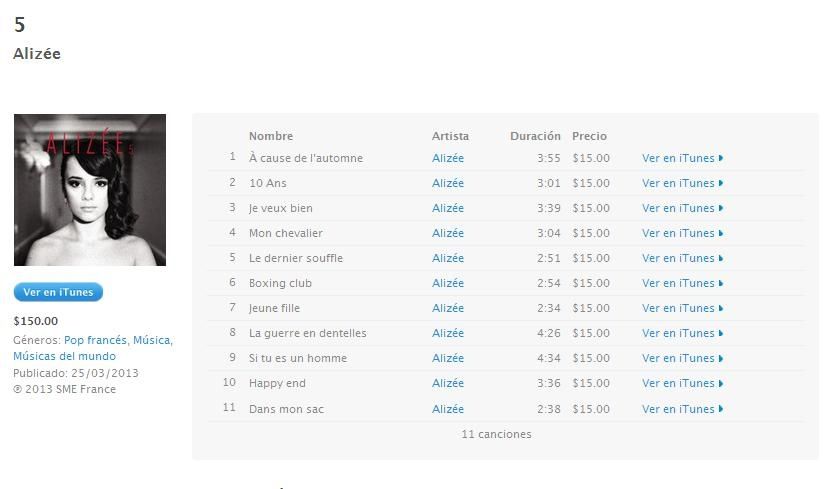 Alizée - 5 [iTunes Plus AAC M4A] - PSXDB - LMEPEM