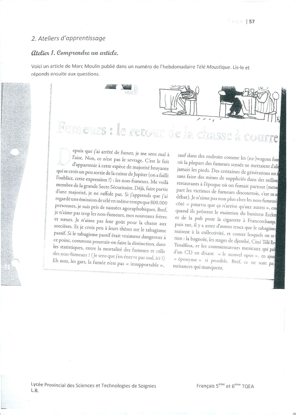 Français - Séquence 4 : Ecrire pour le courrier des lecteurs - 6TQEA ...