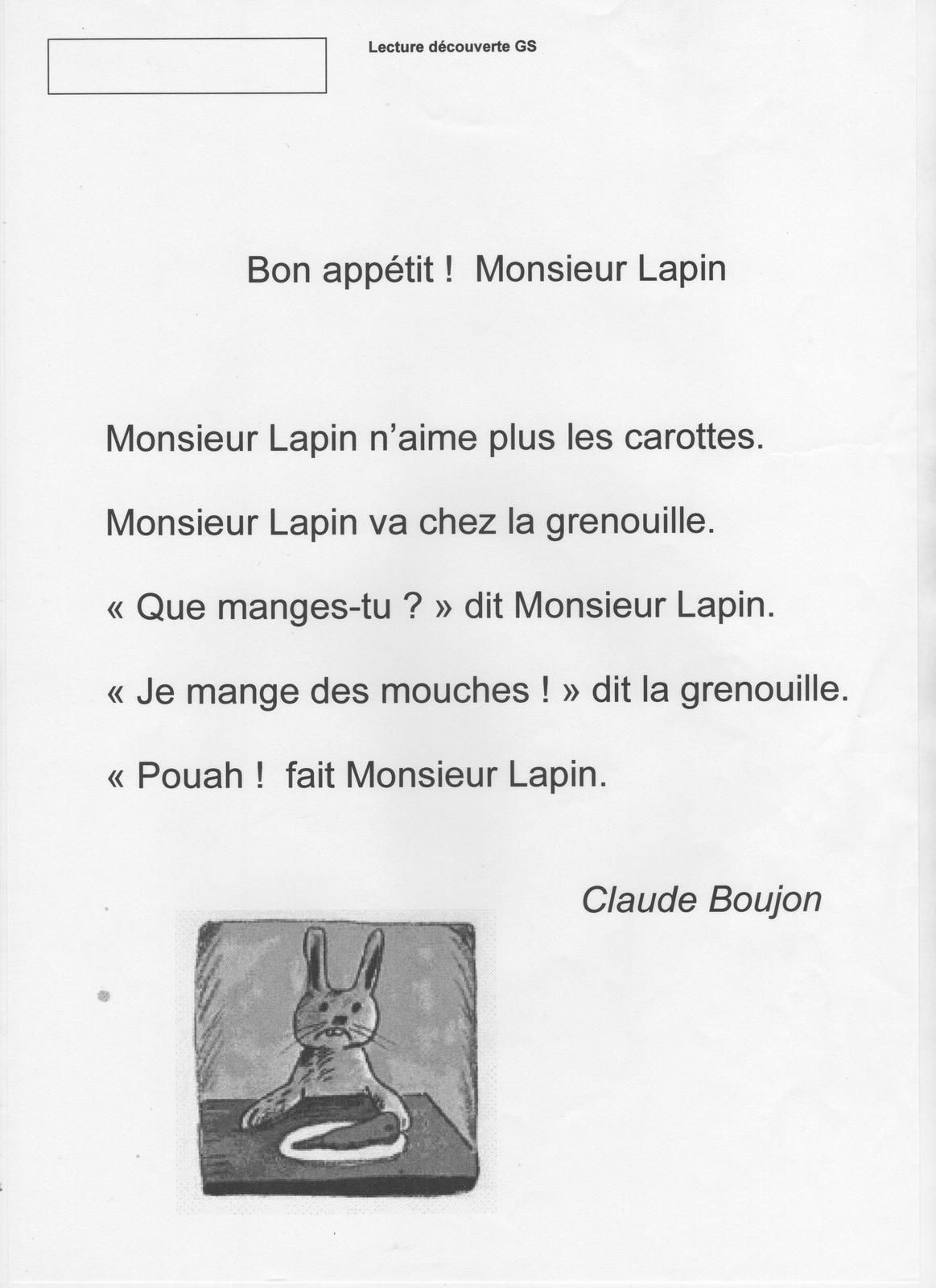 P5 - Album 1 - Bon appétit Monsieur Lapin - Maternelle