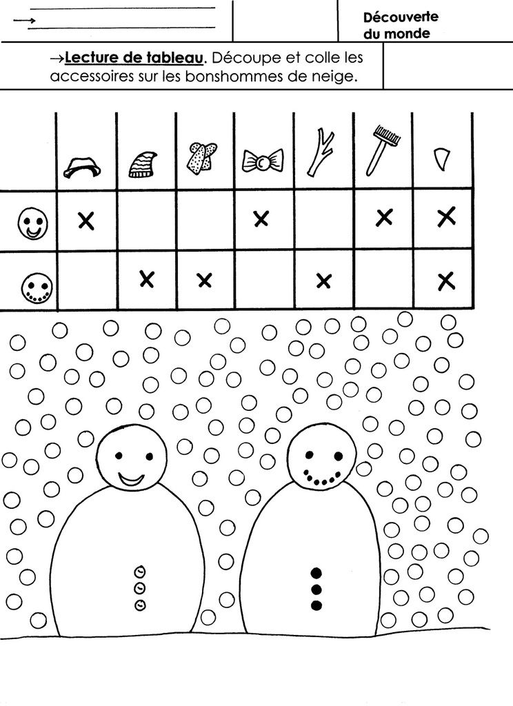 HIVER tableau à double entrée - école maternelle Gellow HIVER tableau à double entrée - école maternelle Gellow