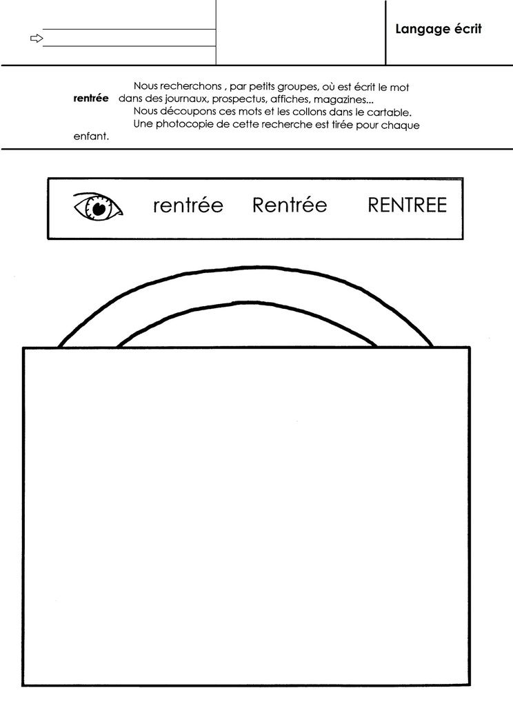 Aujourd'hui, c'est la rentrée - école maternelle Gellow