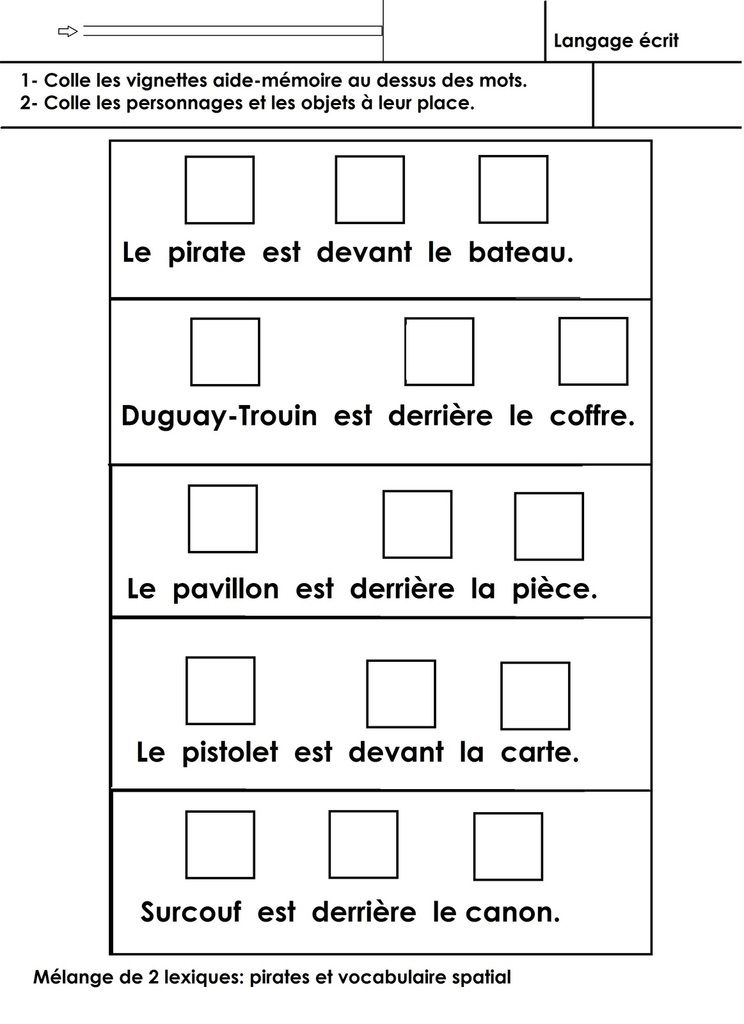 Les pirates, langage écrit et vocabulaire spatial 2 - école maternelle ...