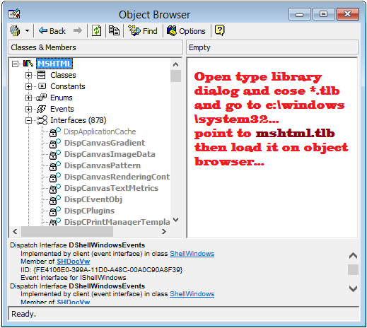 VFP and Internet explorer eventHandler - Visual Foxpro codes