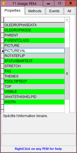 Retrieve all PEM within an object dynamically - Visual Foxpro codes