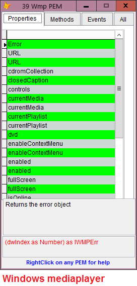 Retrieve all PEM within an object dynamically - Visual Foxpro codes
