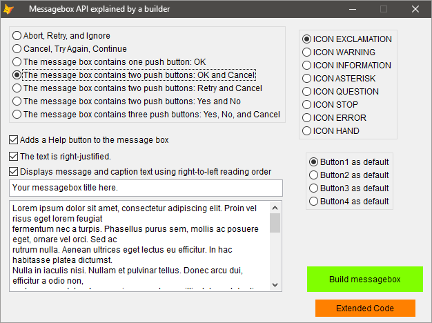 Messagebox With Function Api And Vfp Visual Foxpro Codes