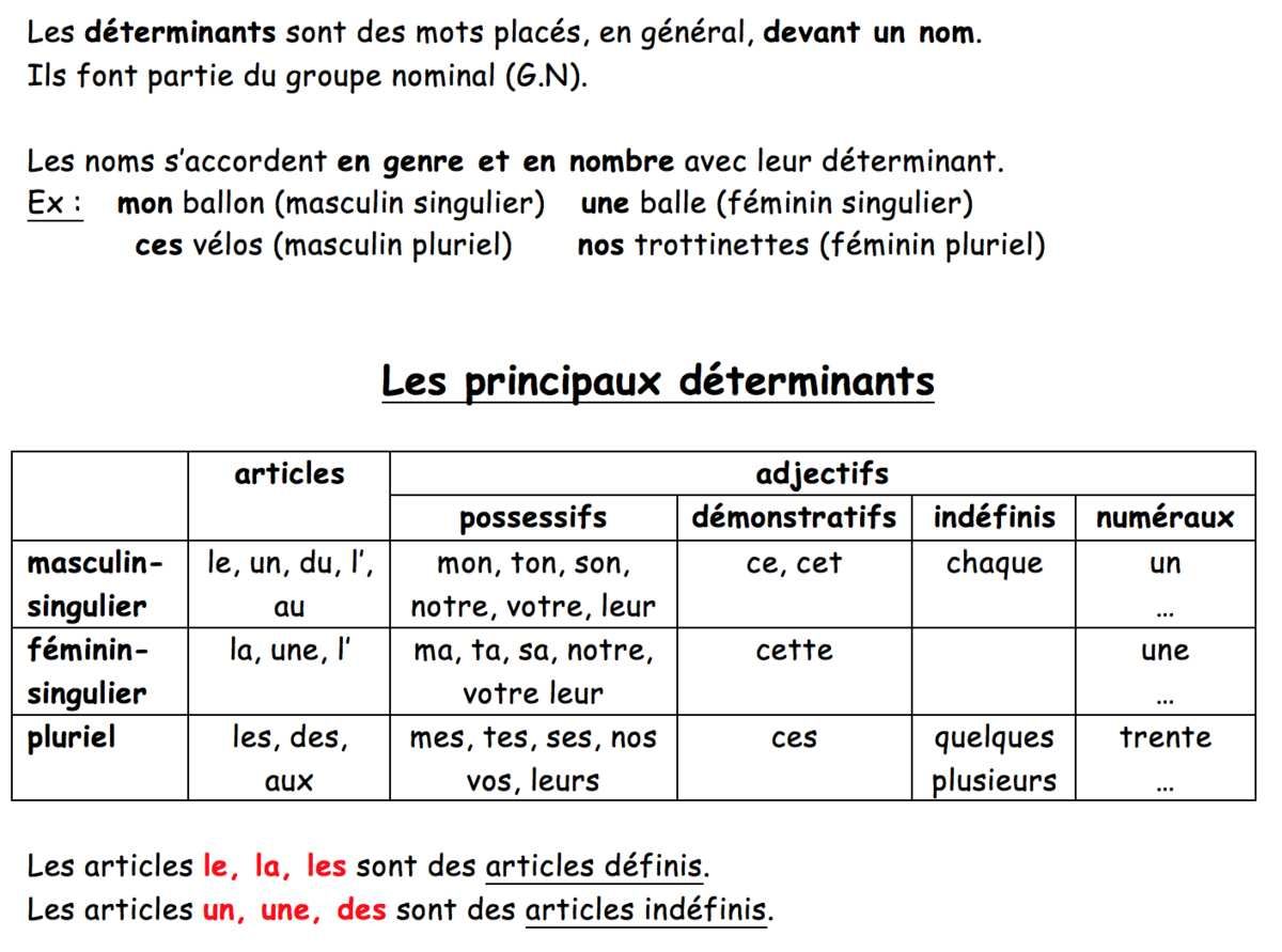 Grammaire (11): Les noms et les déterminants - Les CM2 d'Azal