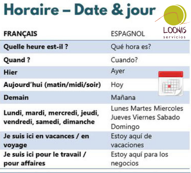 Horaires, date et jour en français - APRENDER FRANCÉS GRATIS - CURSOS ...