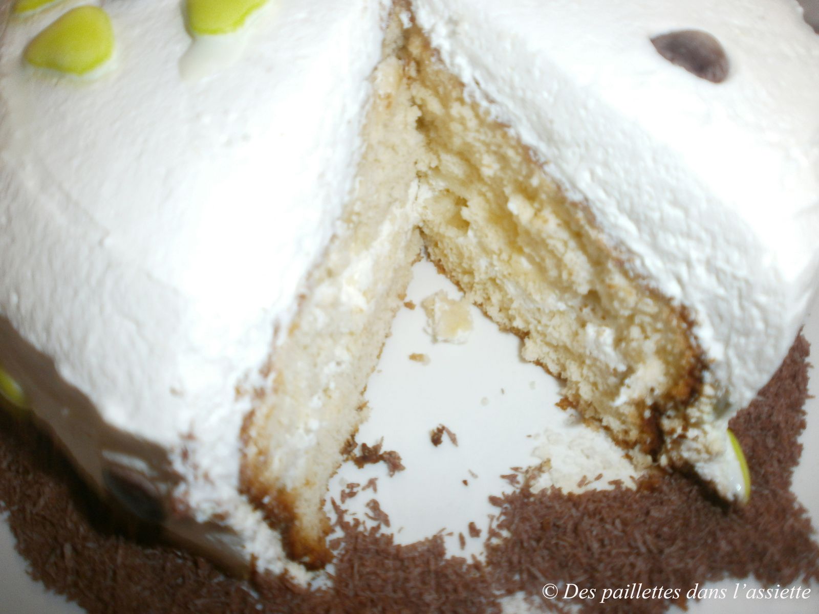 Gâteau blanc coco - Des paillettes dans l'assiette