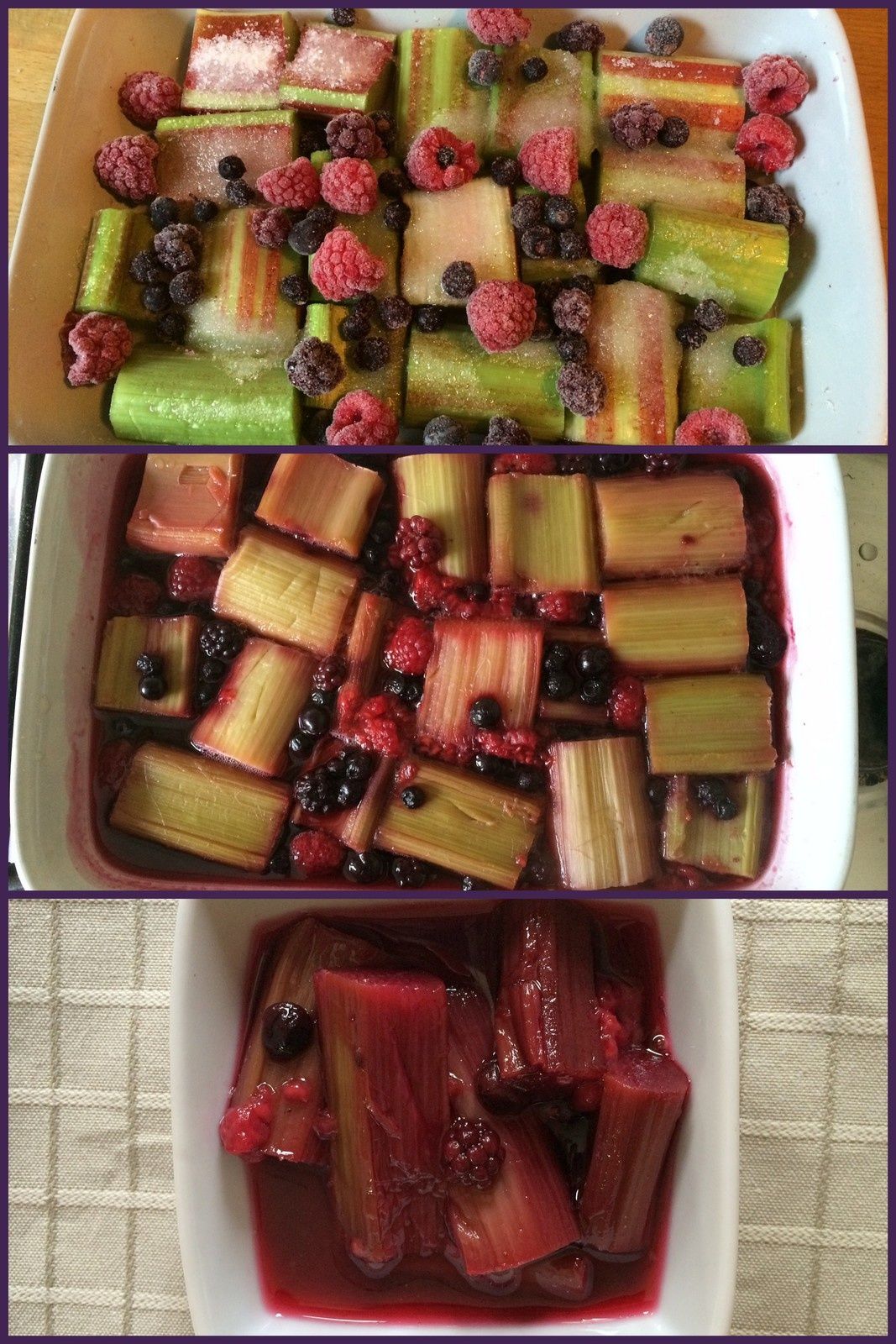 Rhubarbe confite au four aux fruits rouges - APpétissant.be