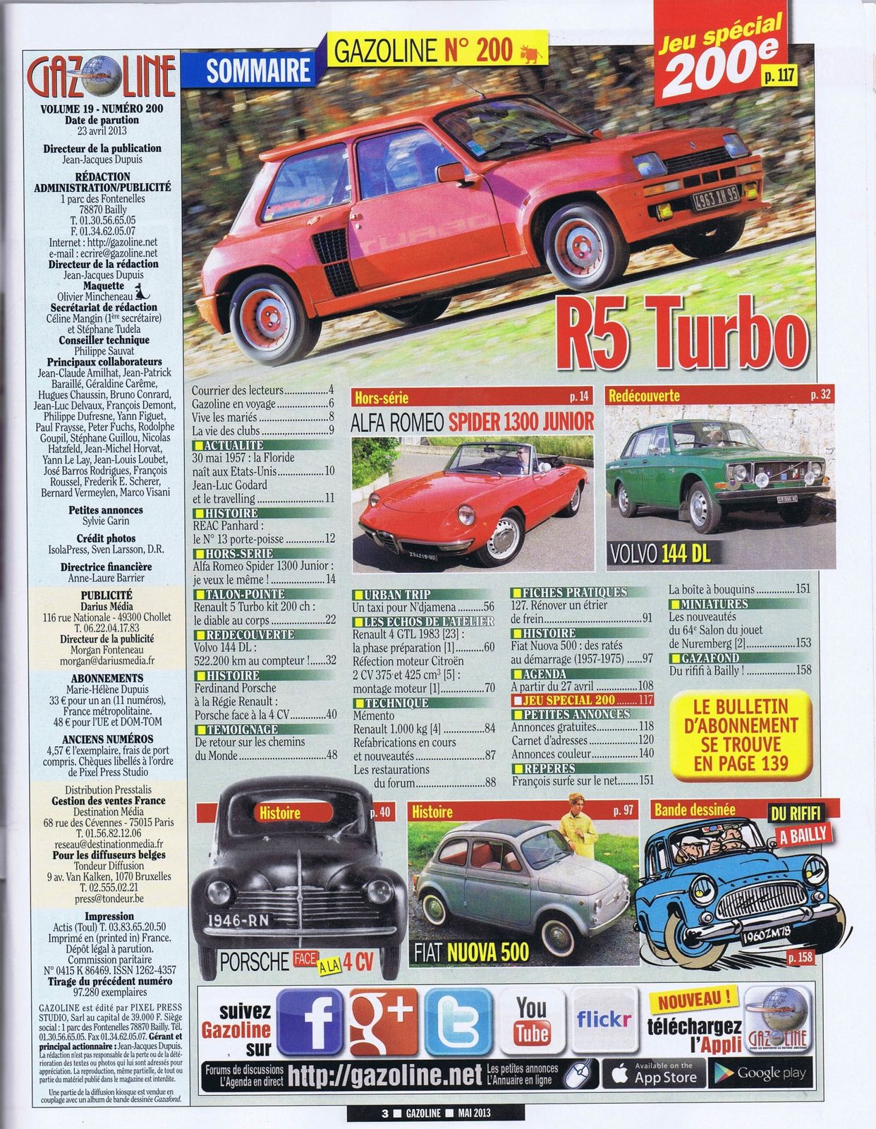 le 200è du magazine Gazoline - Passion Autos Prestiges Anciennes
