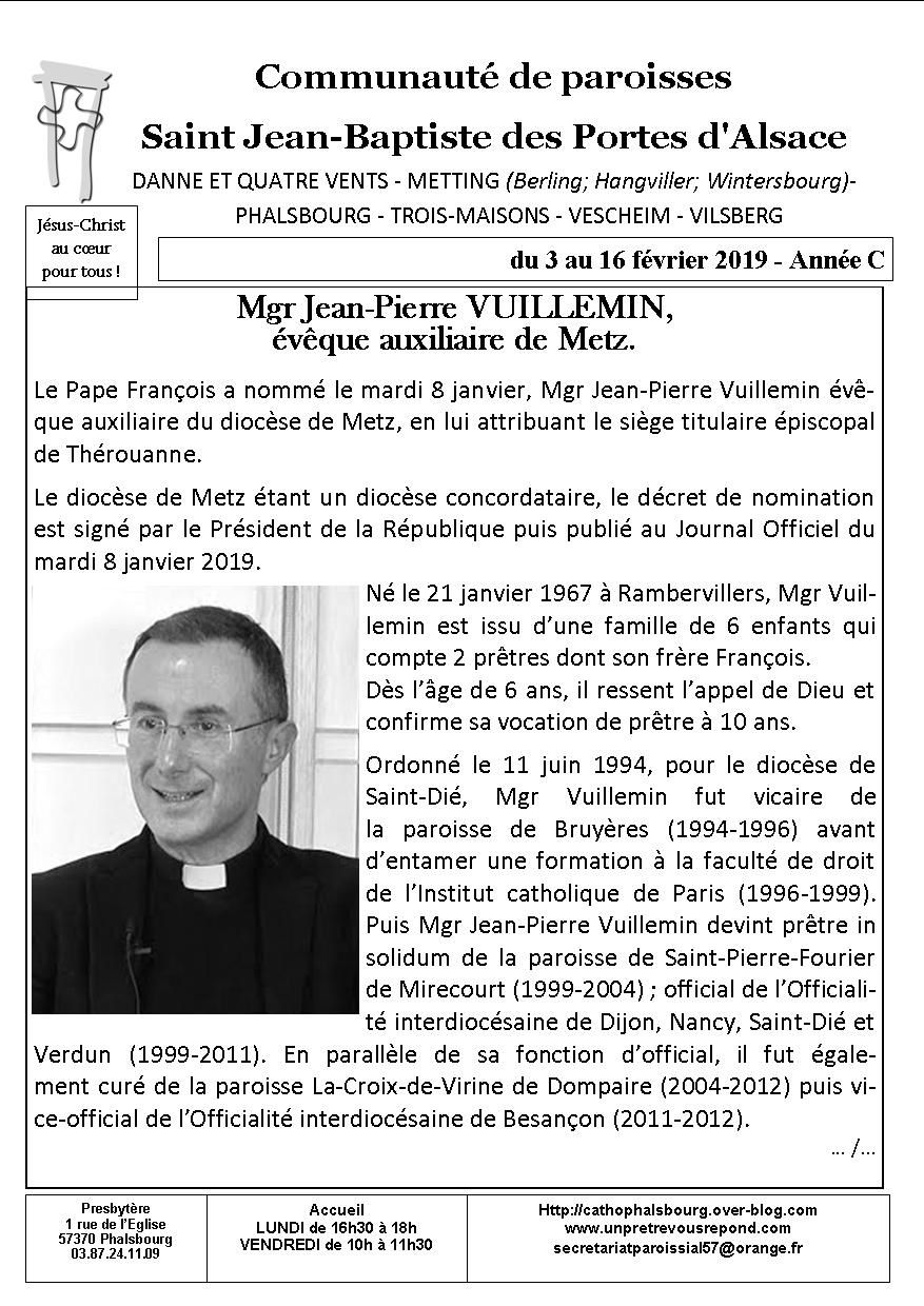 Bulletin paroissial du 03 au 16 février 2019 - Archiprêtré de Phalsbourg Communauté St Jean ...