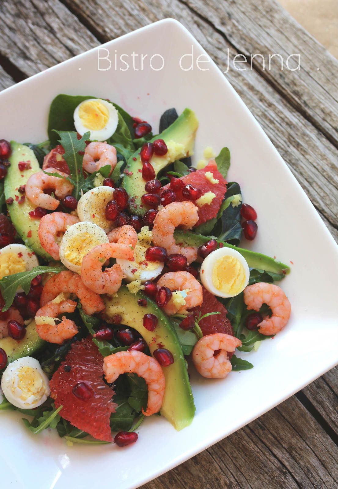 Salade Davocats Pamplemousse Rose Grenade Et Crevettes Bistro De Jenna