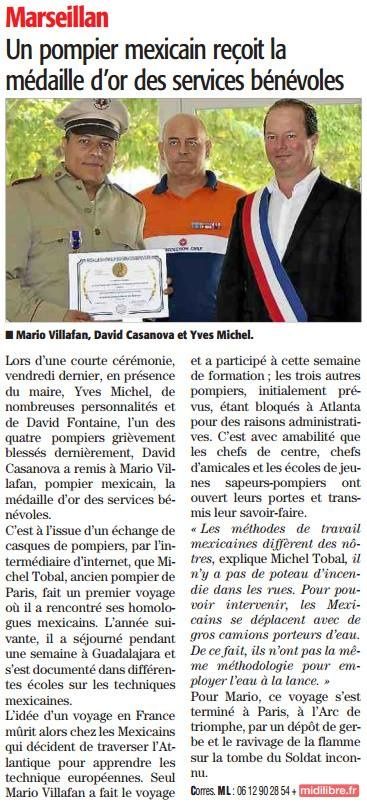 MARSEILLAN, MARIO VILLAFAN POMPIER MEXICAIN GUADALAJARA REÇOIT LA ...