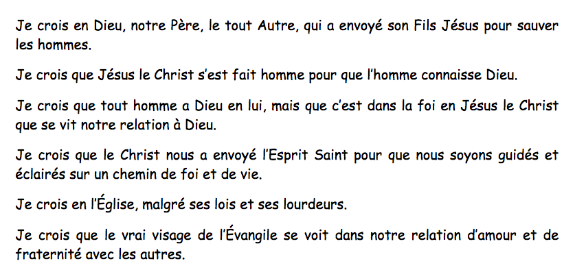 Nos credos - Conférence Catholique des Baptisé(e)s - Lyon - Paroisse de Faches-Thumesnil