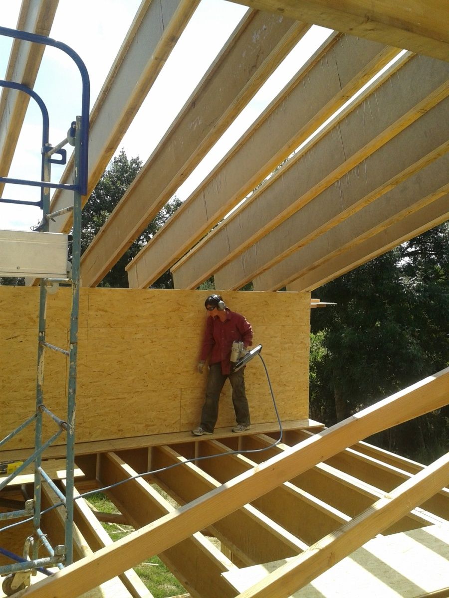 Pose des poutres en I - Toiture