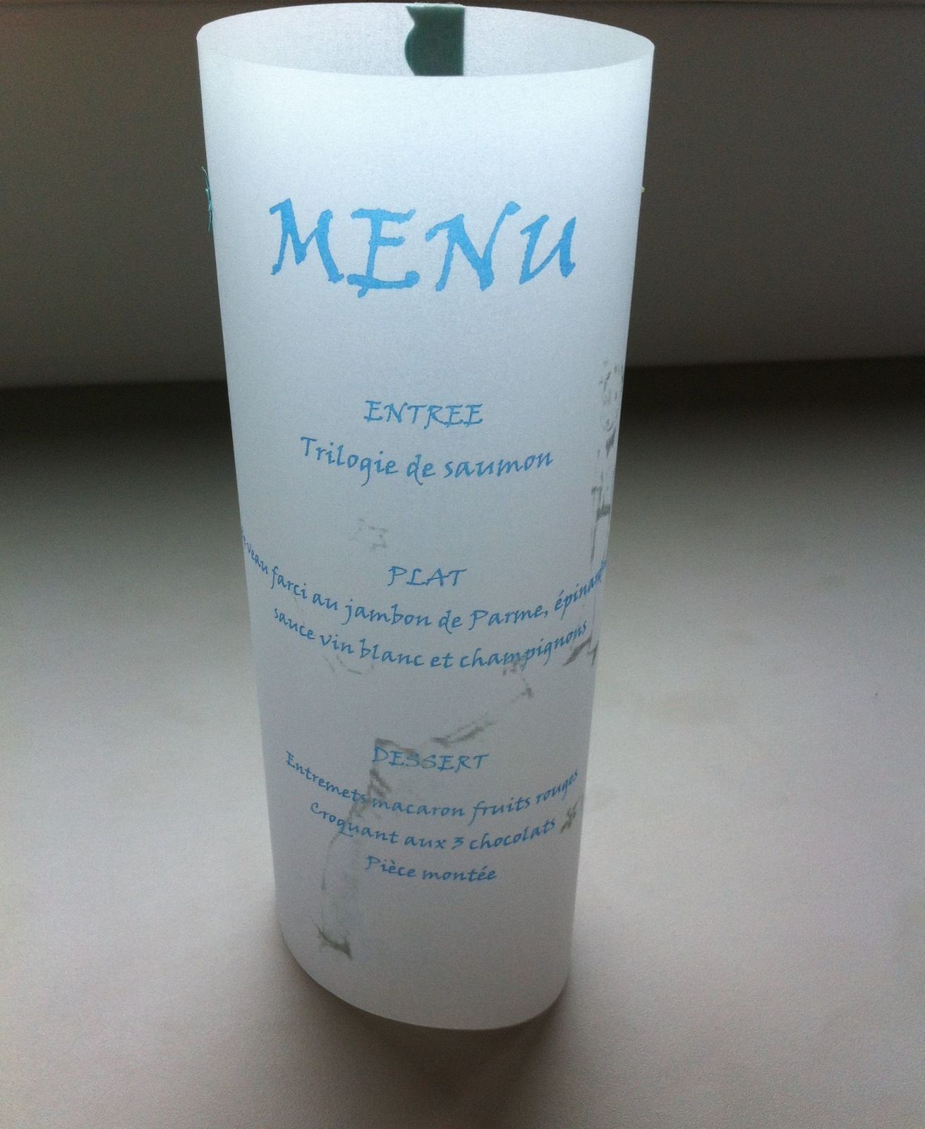 MENU BAPTEME - MANOLA CRÉATION