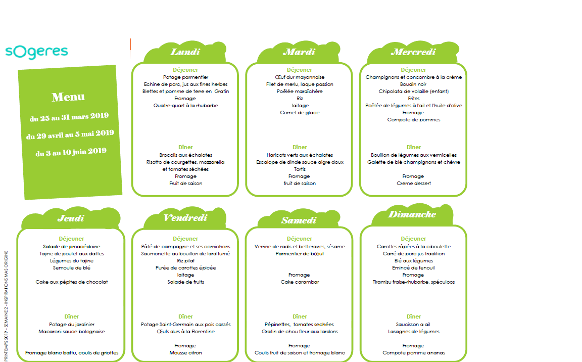 Les menus de printemps - DOMAINE DE CHANTALOUP