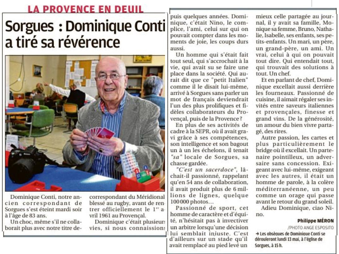 Dominique Conti, journaliste de Sorgues et fidèle reporter de la Classe ...