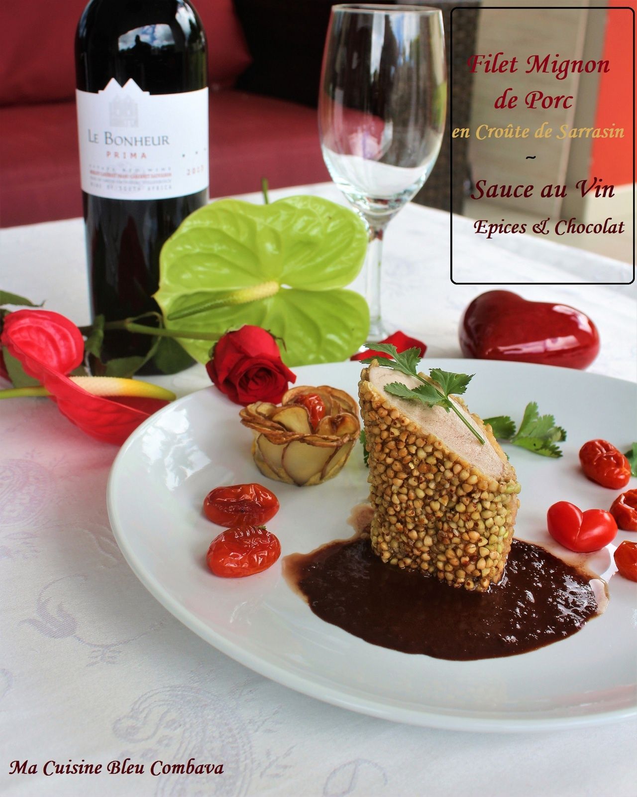 Filet Mignon de Porc en Croûte de Sarrasin, Sauce au Vin, Epices ...