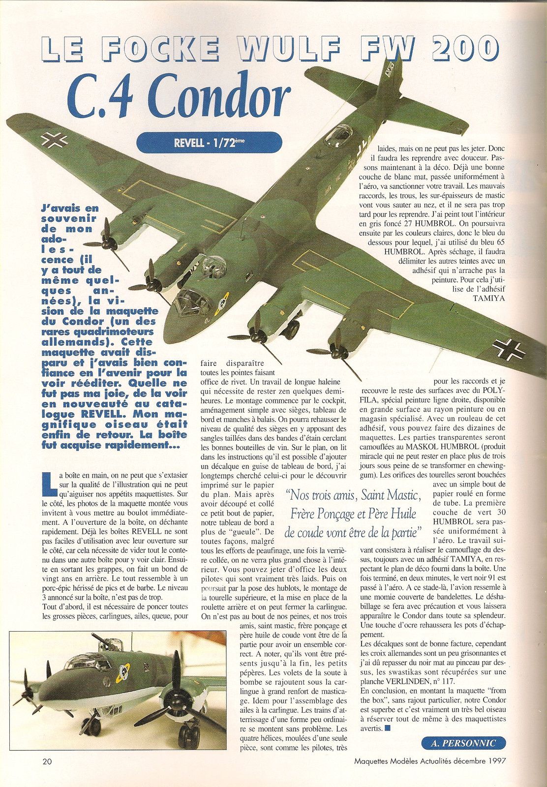 Focke Wulf 200 C4 Condor - maquettes club clermontois documents