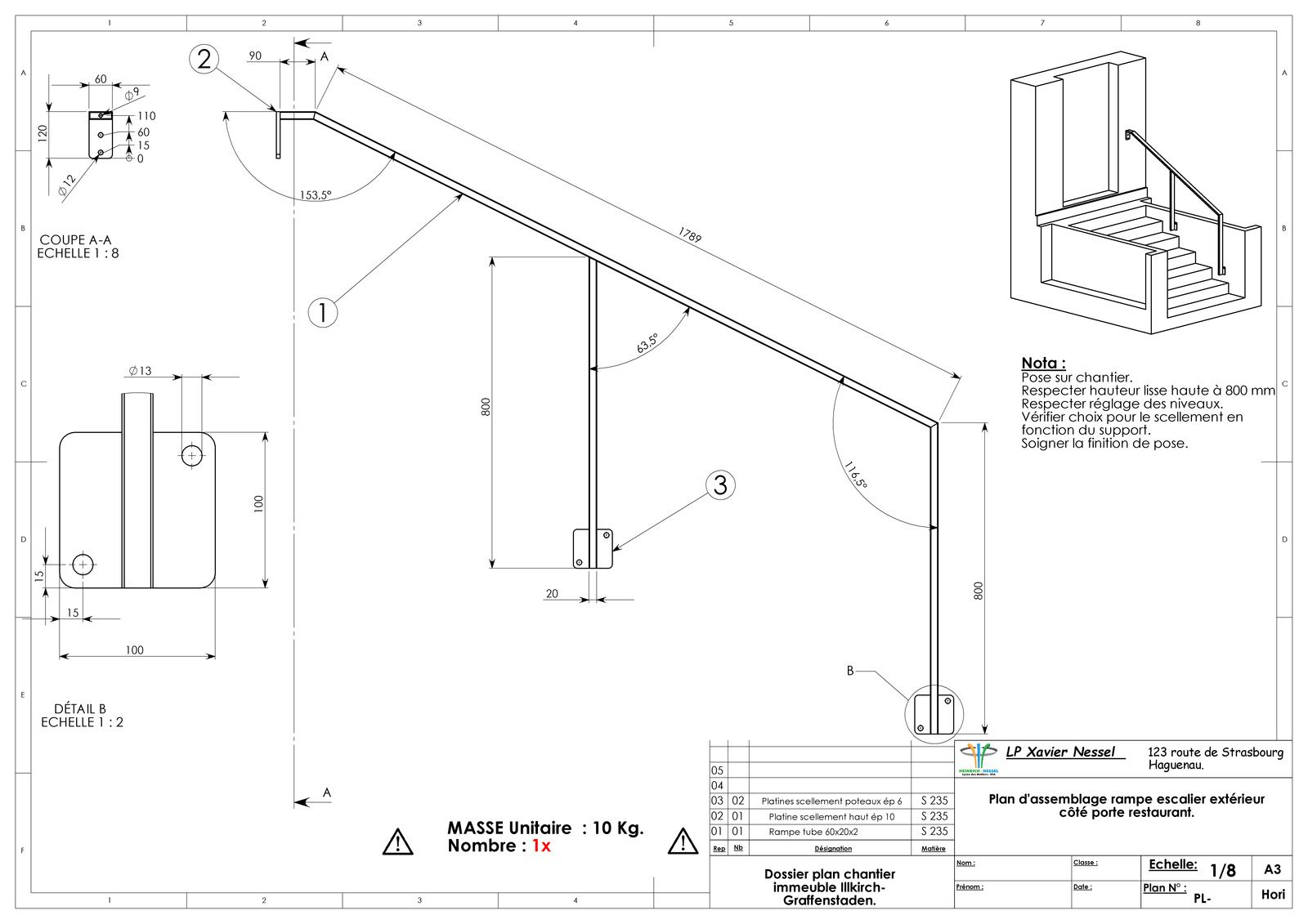 Réalisation et pose d'une petite rampe d'escalier extérieur (chantier ...