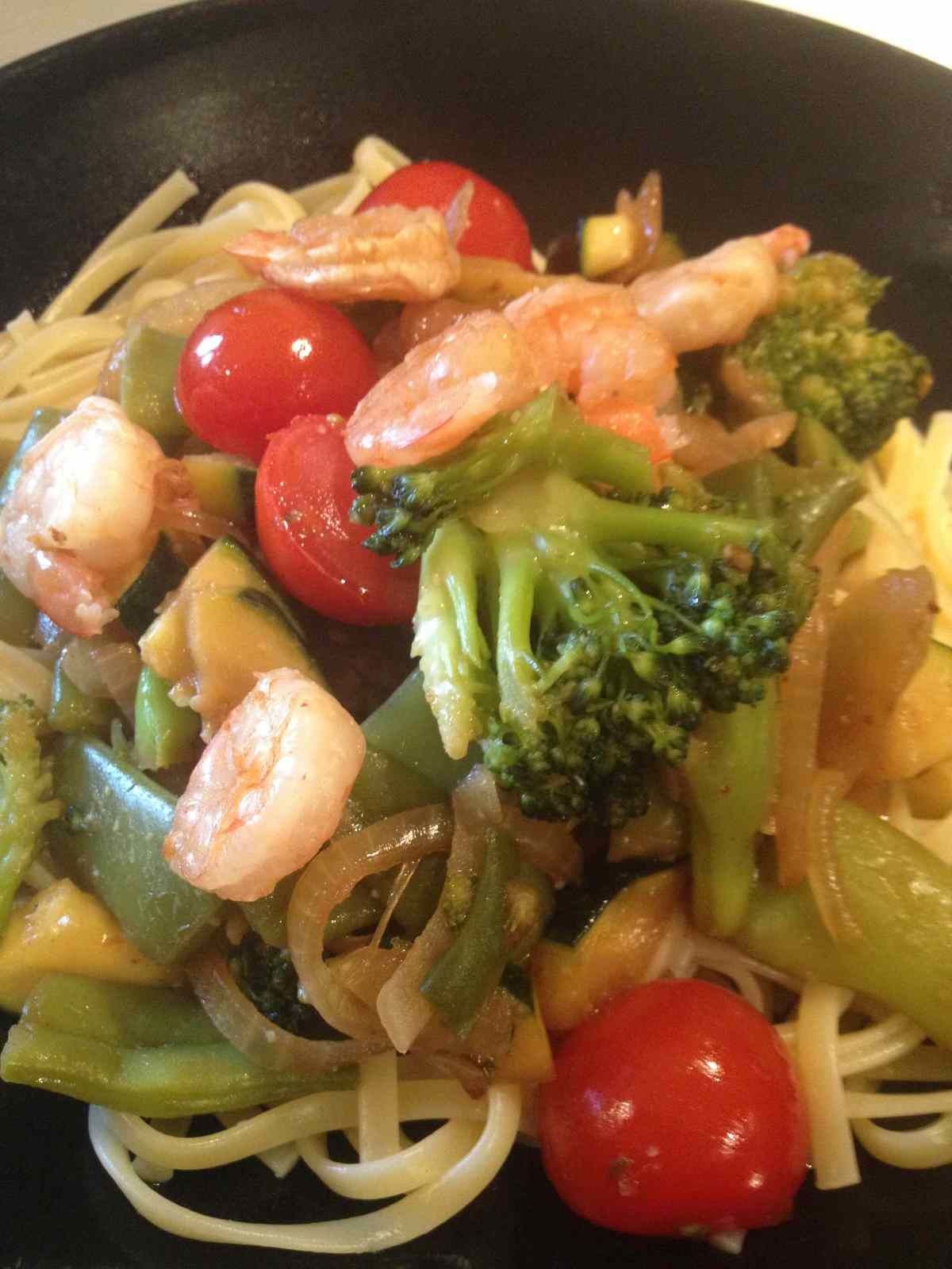 Wok de légumes aux crevettes - Rachel et sa cuisine légère et gourmande