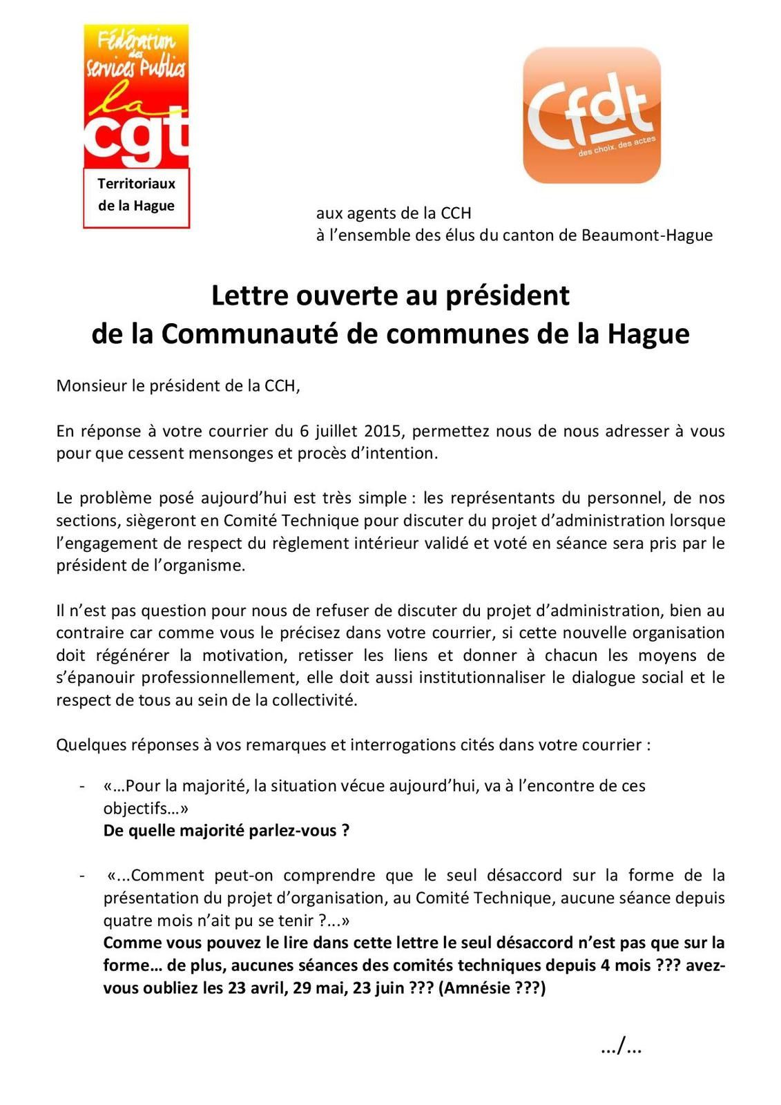 Lettre ouverte au président de la Communauté de communes de la Hague