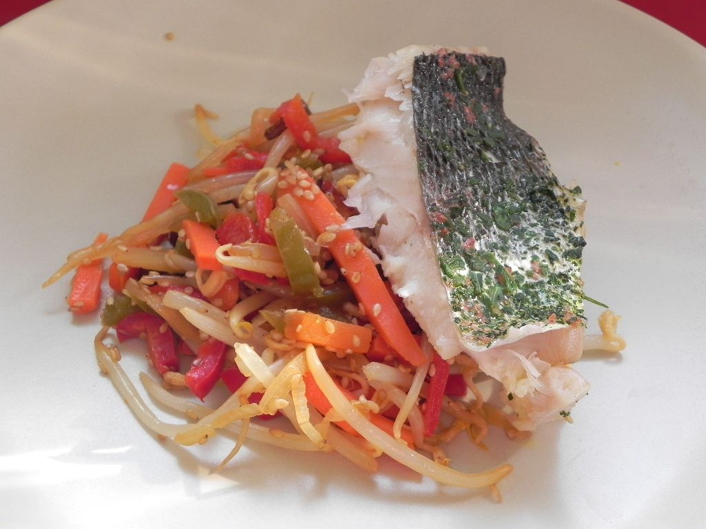 Filets de bar au wok de légumes - L'Atelier de Lilly