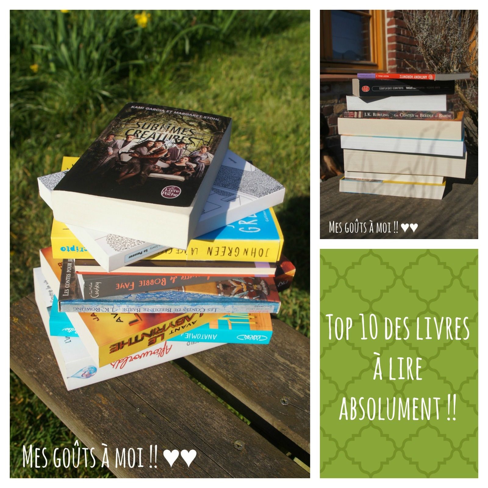 Top 10 des livres à lire absolument ! - Mes goûts à moi