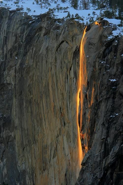 Yosemite, Horsetail Fail, la cascade de feu, Californie, USA ...