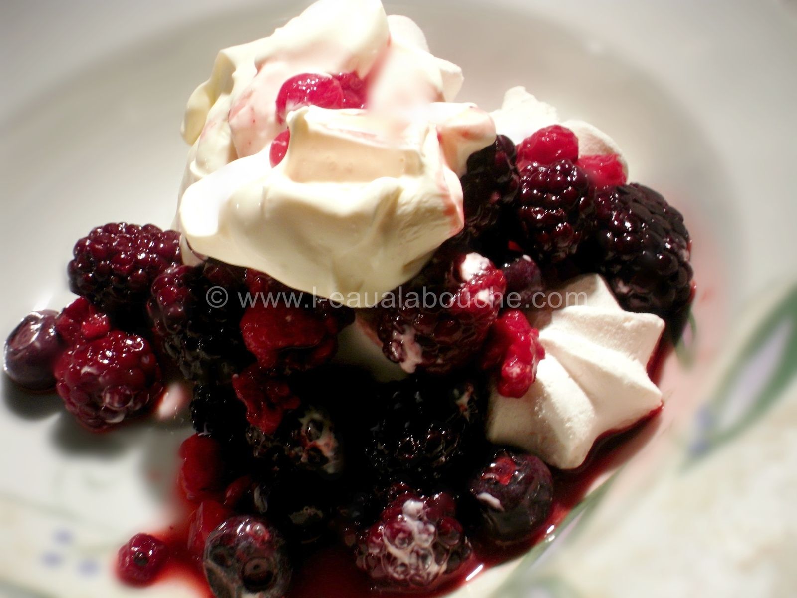 Fruits Rouges et Meringue à la Double Crème de Gruyère - L'Eau à la Bouche