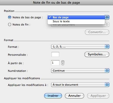 Note sous word : bas de page et note de fin de document - Cours faciles ...