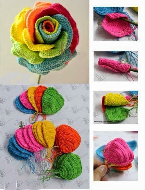 une rose colorée au crochet - Crochet hmk/rêverie.crea69