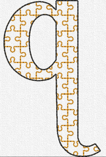 Alphabet puzzle: la lettre Q minuscule - Chez elkalin.com