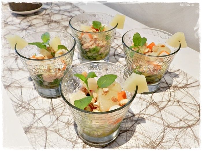 Verrine au crabe et à l'ananas sauce cocktail - Un dîner en provence