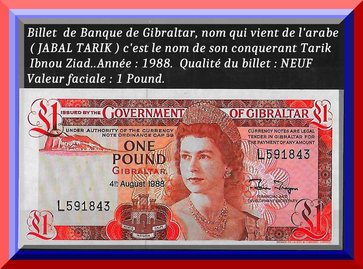 Billet de Banque de JABAL TARIK (Gibraltar). - UN TIMBRE - UNE HISTOIRE.