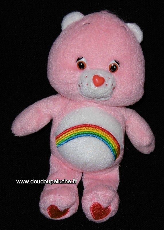 Doudou peluche bisounours Carebears rose,arc en ciel - sos doudou perdu - www.doudoupeluche.fr