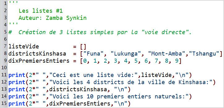 Tutorielpython3 Apprendre à Coder En Python 31 Les Listes 1 Ressources Du Congo