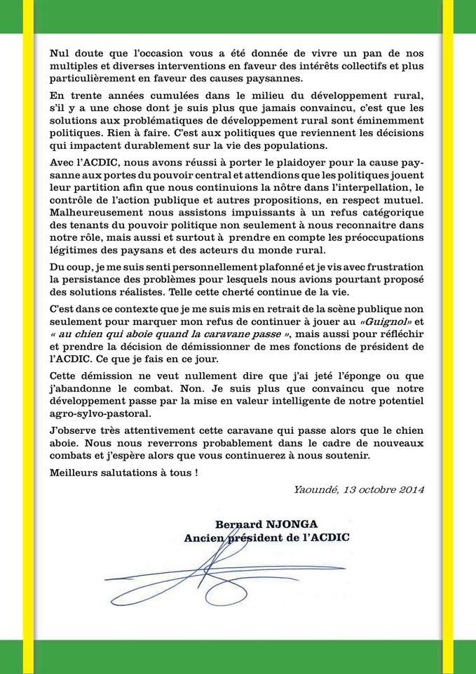 Cameroun: Bernard Njonga quitte l’ACDIC - Hirondelle325ducamer