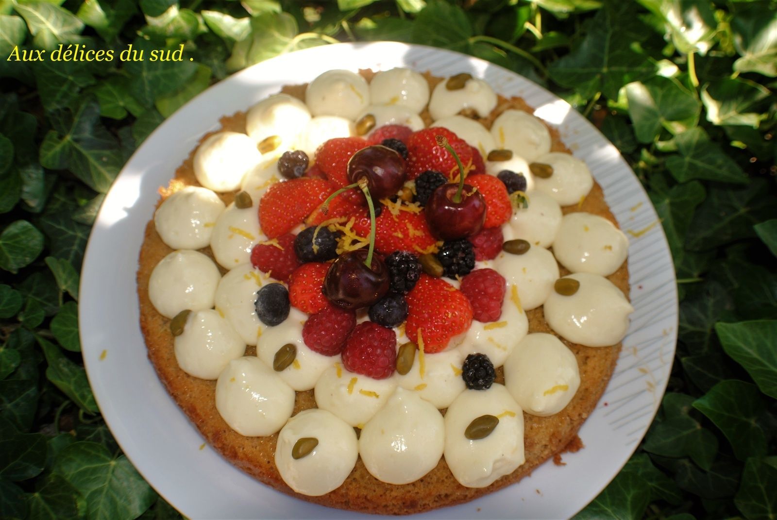 Amandine à la vanille et fruits rouges . - Aux délices du sud