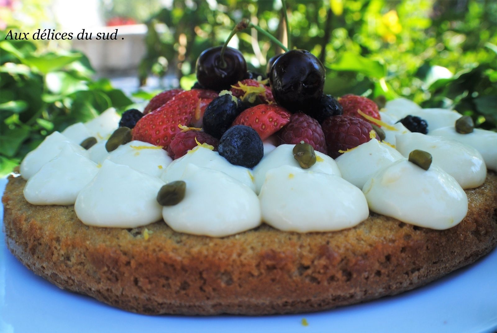 Amandine à la vanille et fruits rouges . - Aux délices du sud