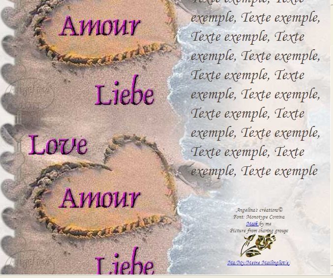 Amour Love Liebe Coeur dans le sable IM & outl & A4 h l & enveloppe ...