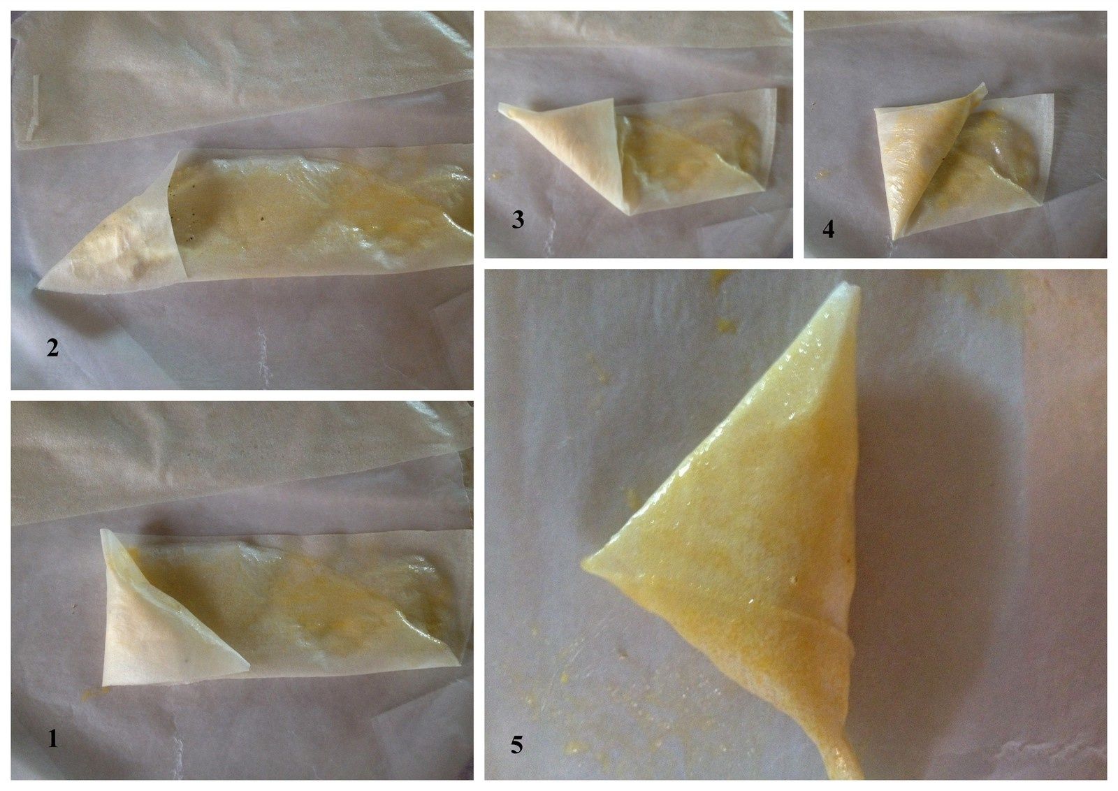 Triangles en Feuille de brick Camembert / Poulet Kiri / Chorizo Kiri ...