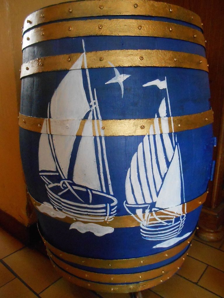 Bleu marine et blanc - Peinture des 5 doigts