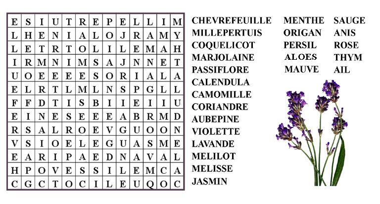Mots mêlés Plantes thérapeutiques - Le blog de LUDOVICA