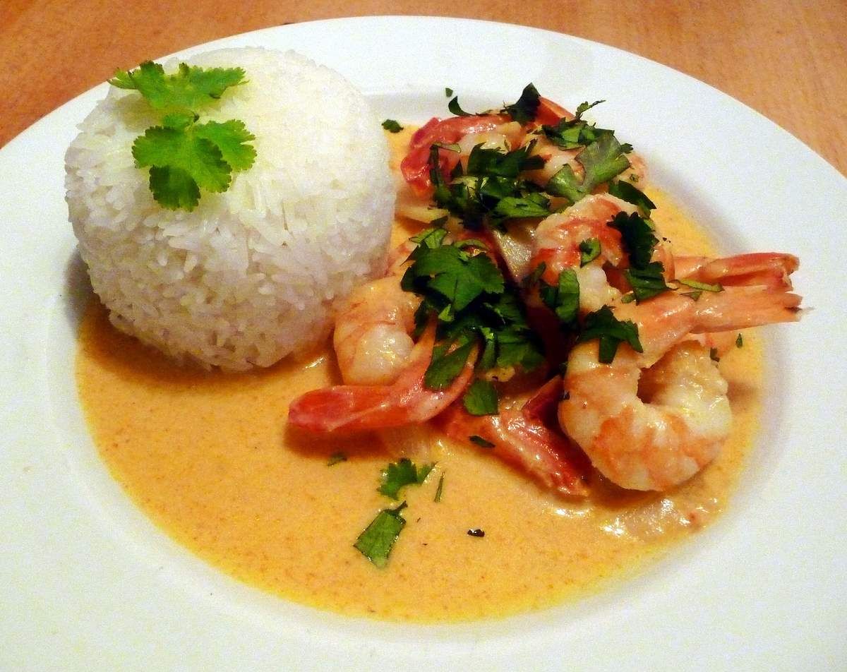 Crevettes au curry rouge - Les recettes de Virginie