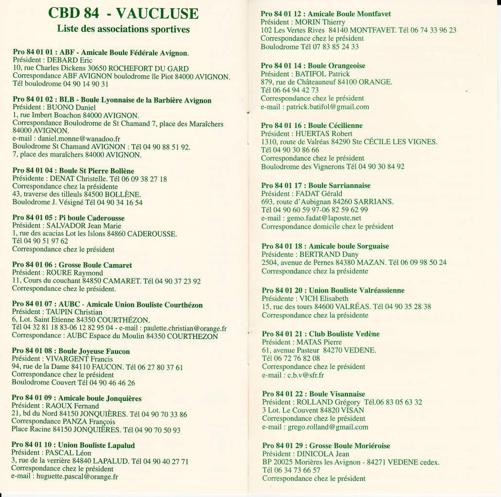 calendrier Vaucluse CBD 84 - la boule visannaise