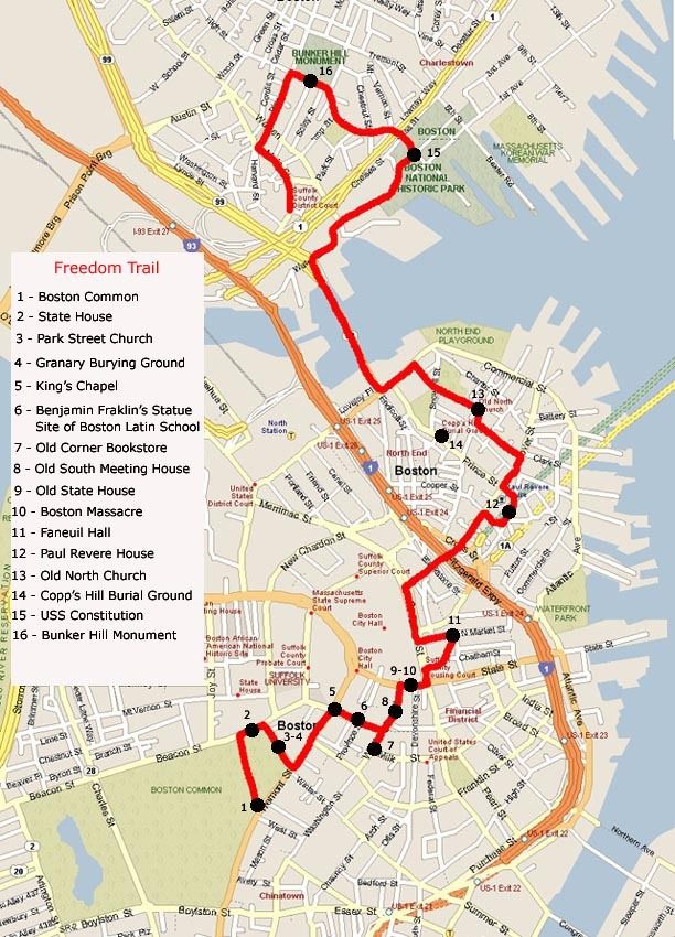 Boston massachusetts bus tours freedom trail map - Derpremier