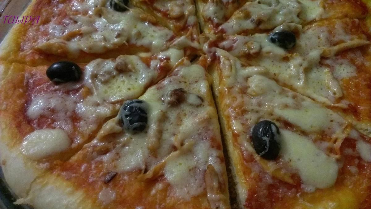 Pizza : Poulet + champignon - Dans la Cuisine de Tulipa